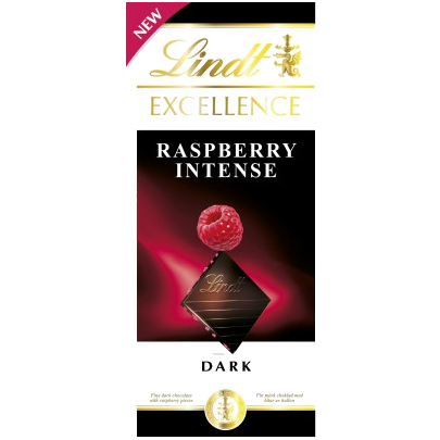 Calories in Lindt Excellence Raspberry Intense Dark