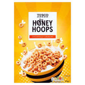 北 Calories in Tesco Honey Hoops Cheerfully Crunchy