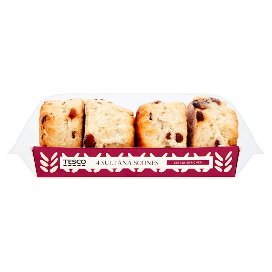 稜 Calories in Tesco 4 Sultana Scones Butter Enriched